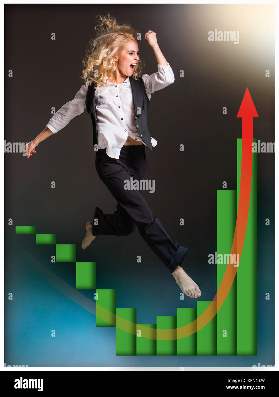 Businesswoman going up chart hi-res stock photography and images - Alamy
