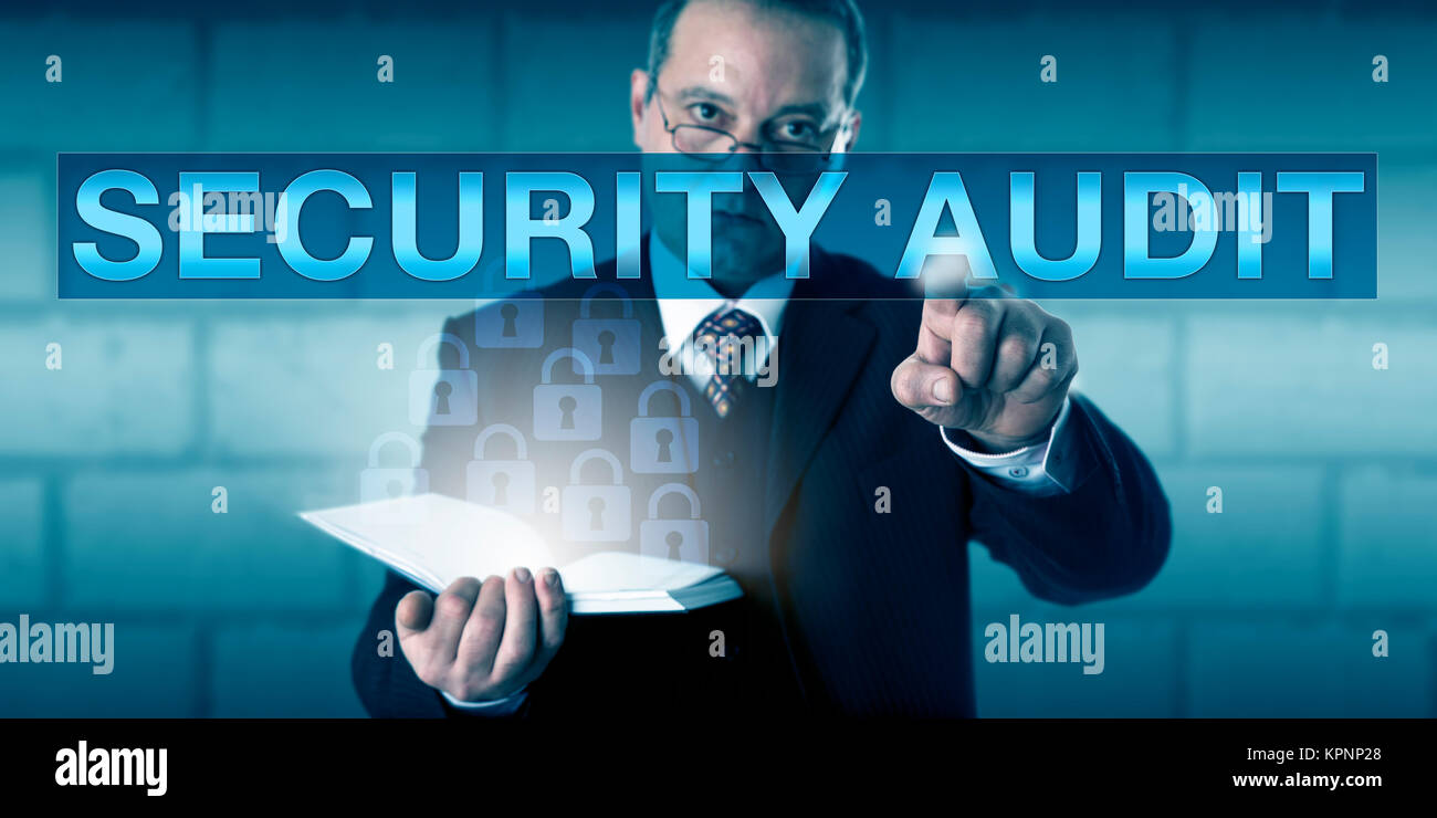 Male Corporate Auditor Touching SECURITY AUDIT Stock Photo - Alamy
