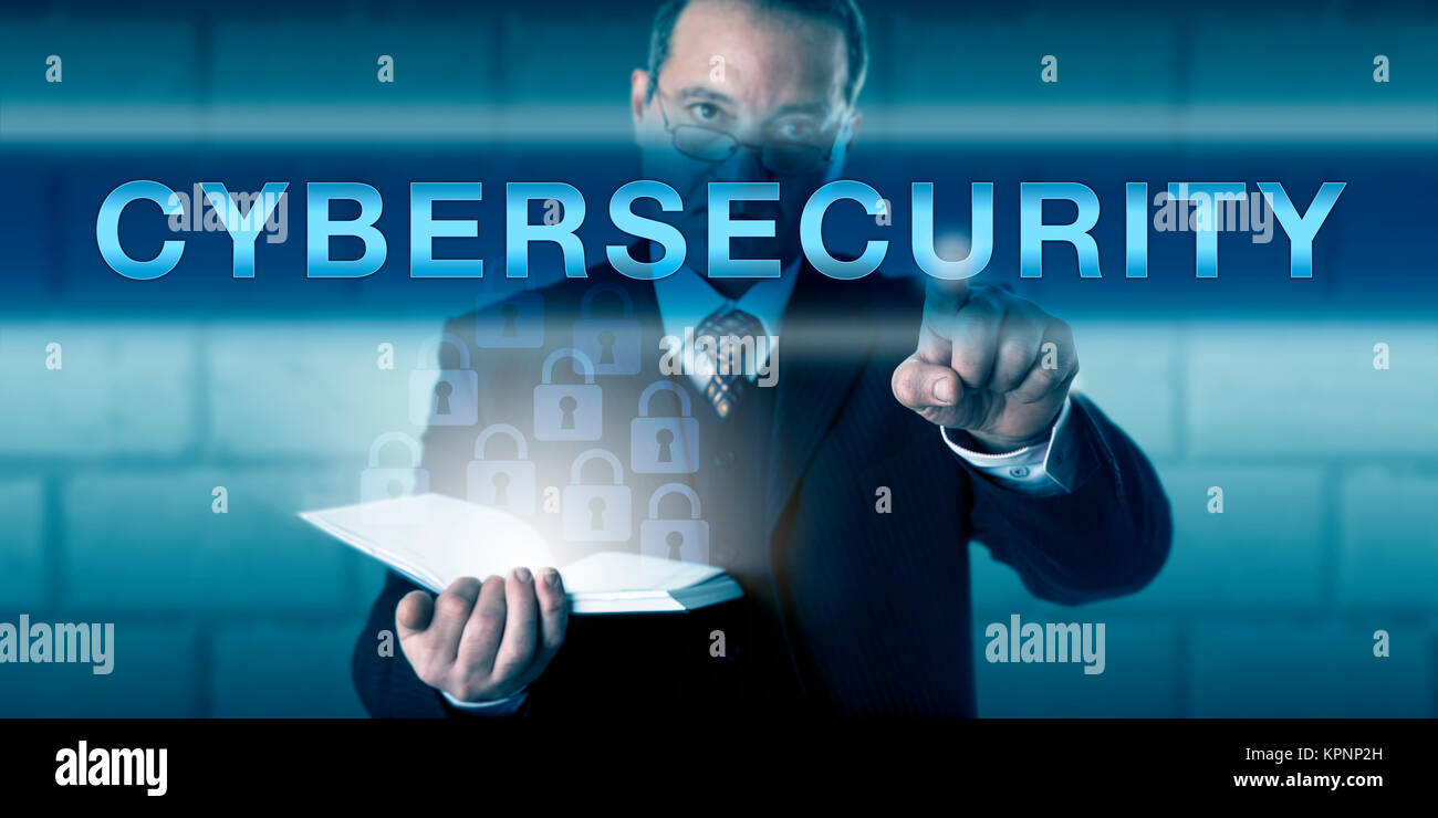 Concentrated CISO Touching CYBERSECURITY Stock Photo - Alamy