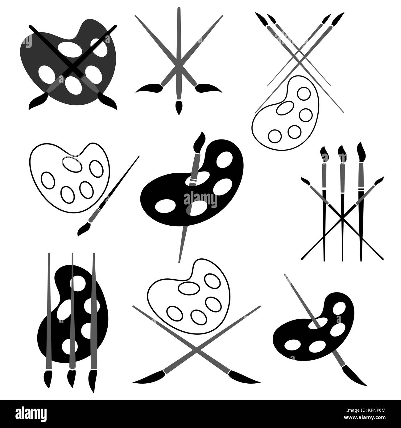 Set of Different Paint Brush Icons Stock Photo - Alamy