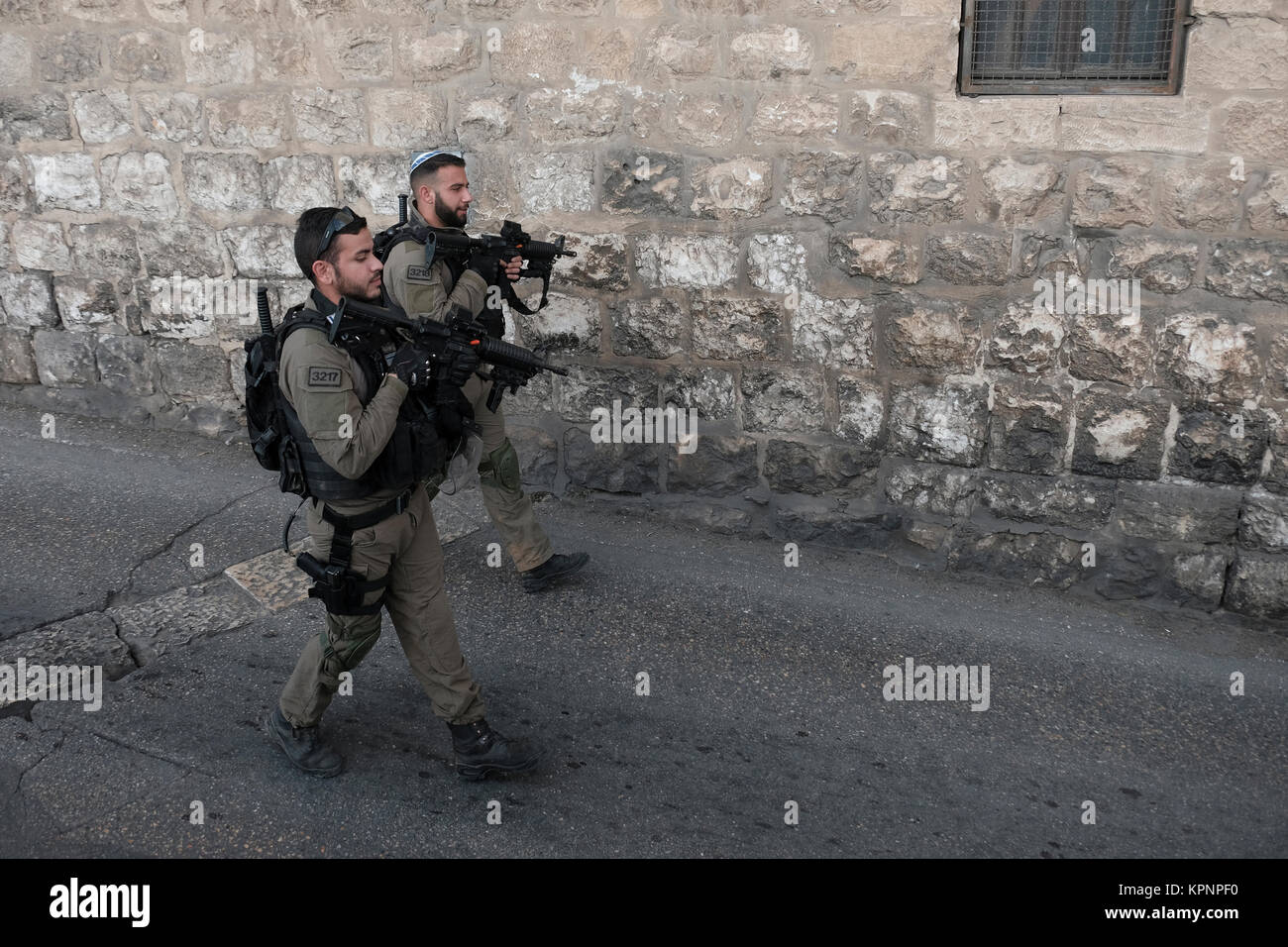 Israeli policemen patrolling in the old city East Jerusalem Israel ...