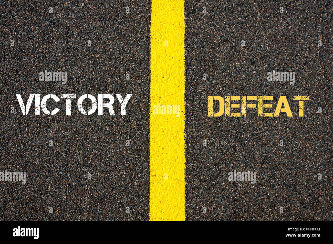 Antonym concept of VICTORY versus DEFEAT Stock Photo - Alamy