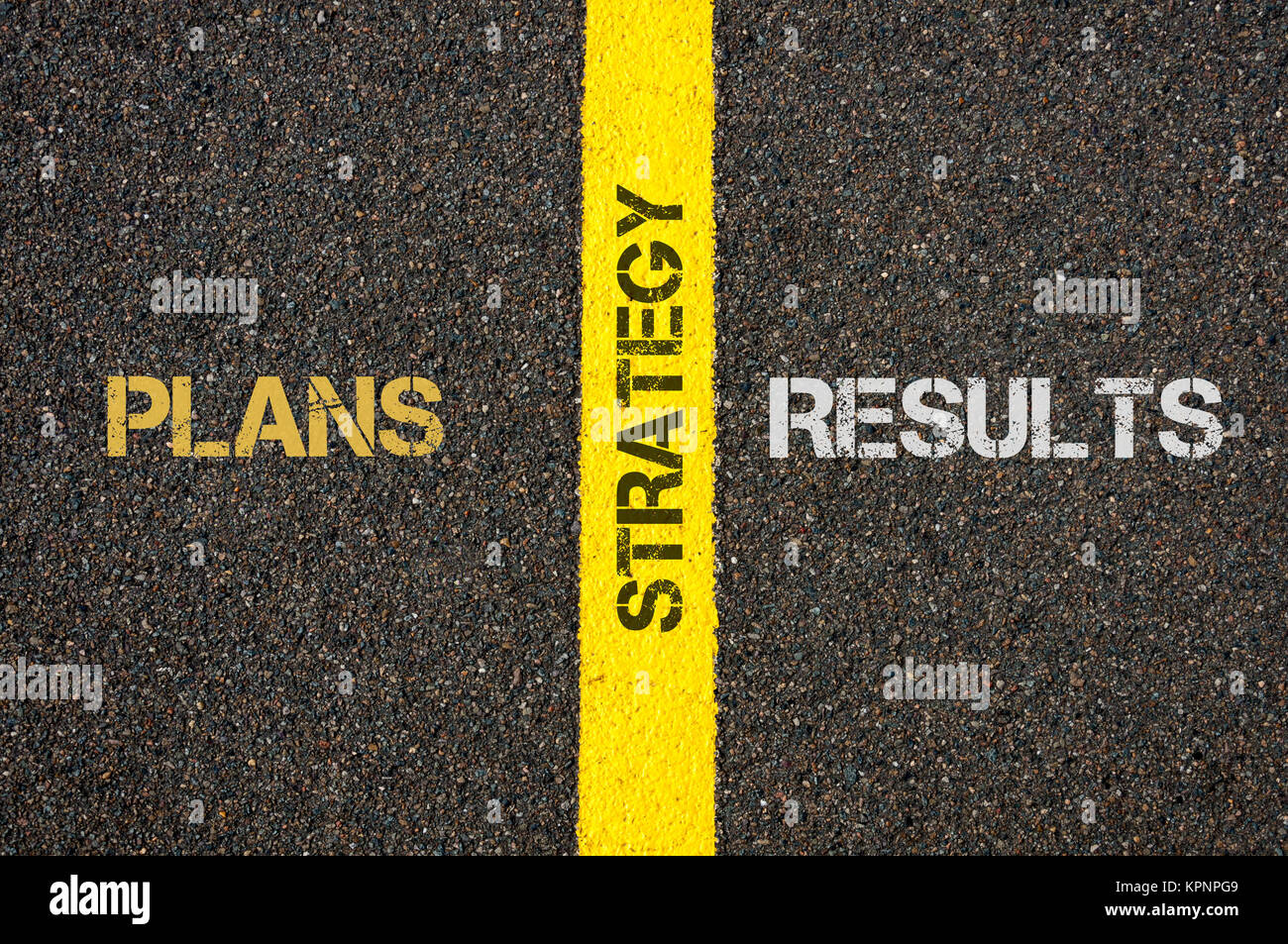 Antonym concept of PLANS versus RESULTS Stock Photo - Alamy