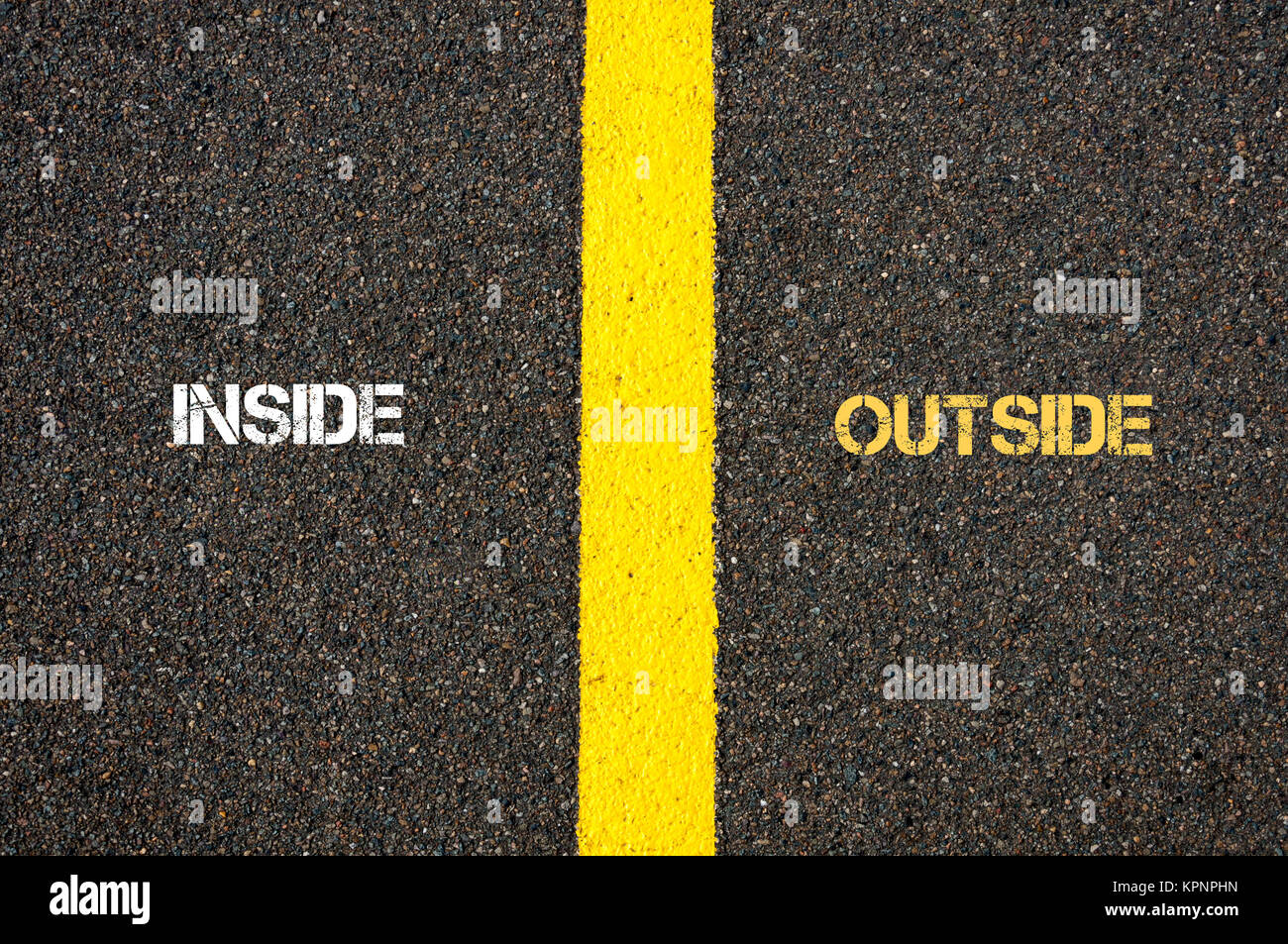 Antonym concept of INSIDE versus OUTSIDE Stock Photo - Alamy