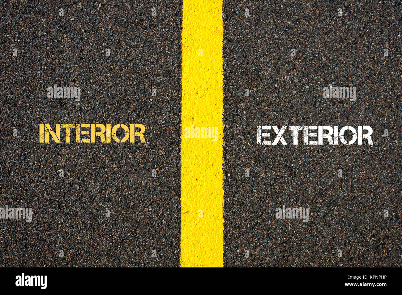 Antonym concept of INTERIOR versus EXTERIOR Stock Photo - Alamy