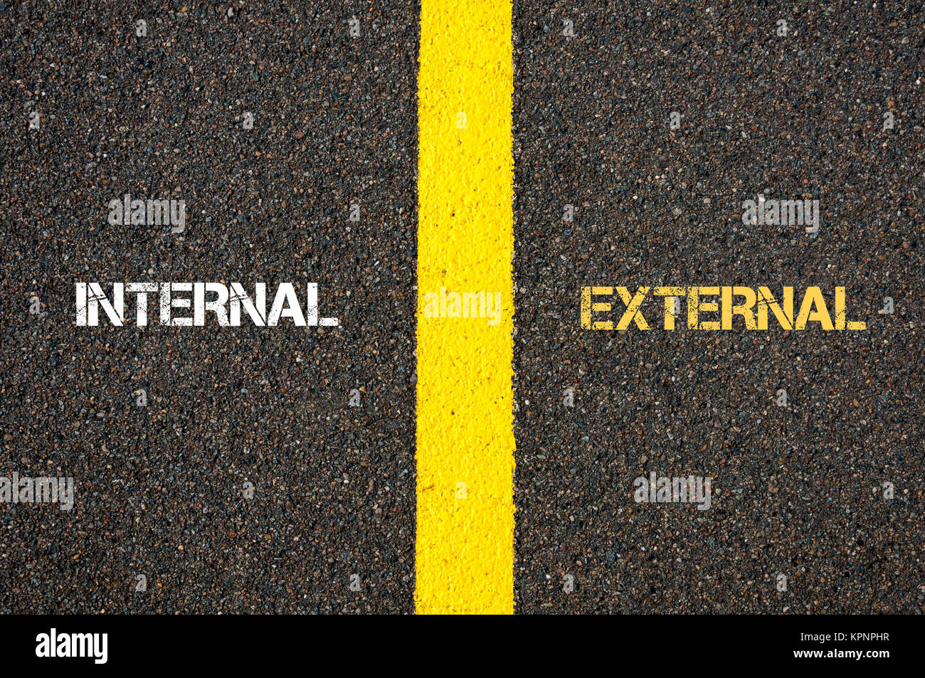 Antonym concept of INTERNAL versus EXTERNAL Stock Photo - Alamy