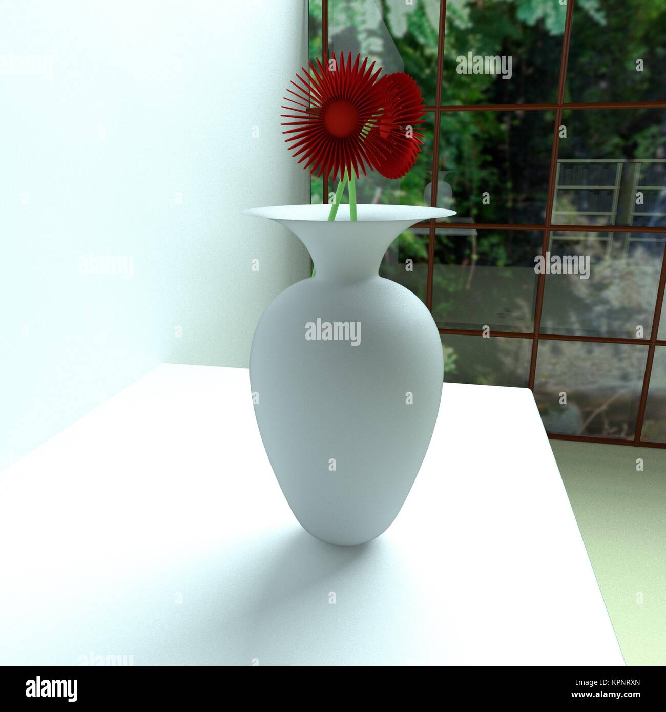 Flower vase with red flowers Stock Photo - Alamy