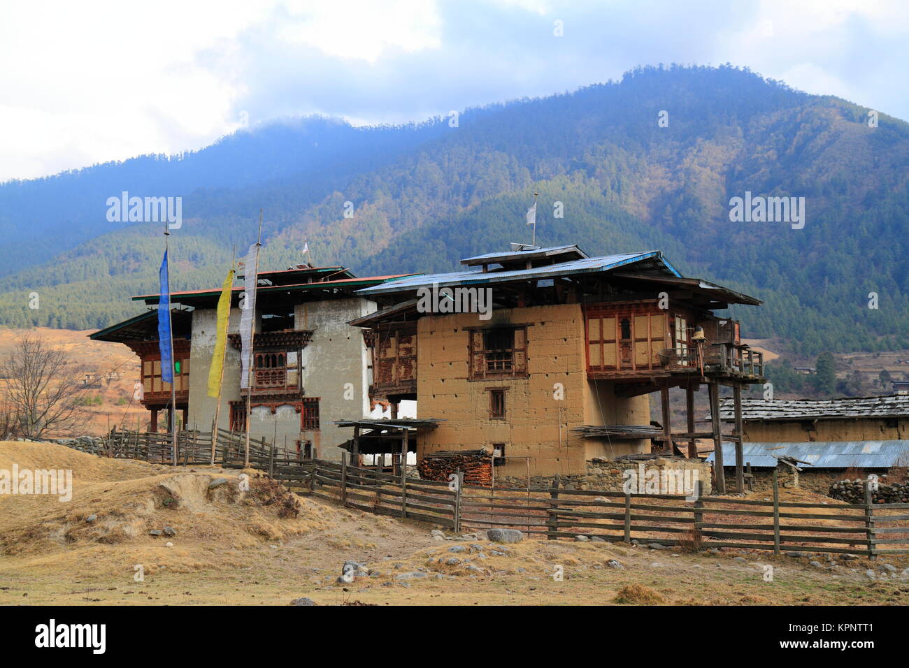 Typical Bhutanese architecture in central Bhutan Stock Photo - Alamy