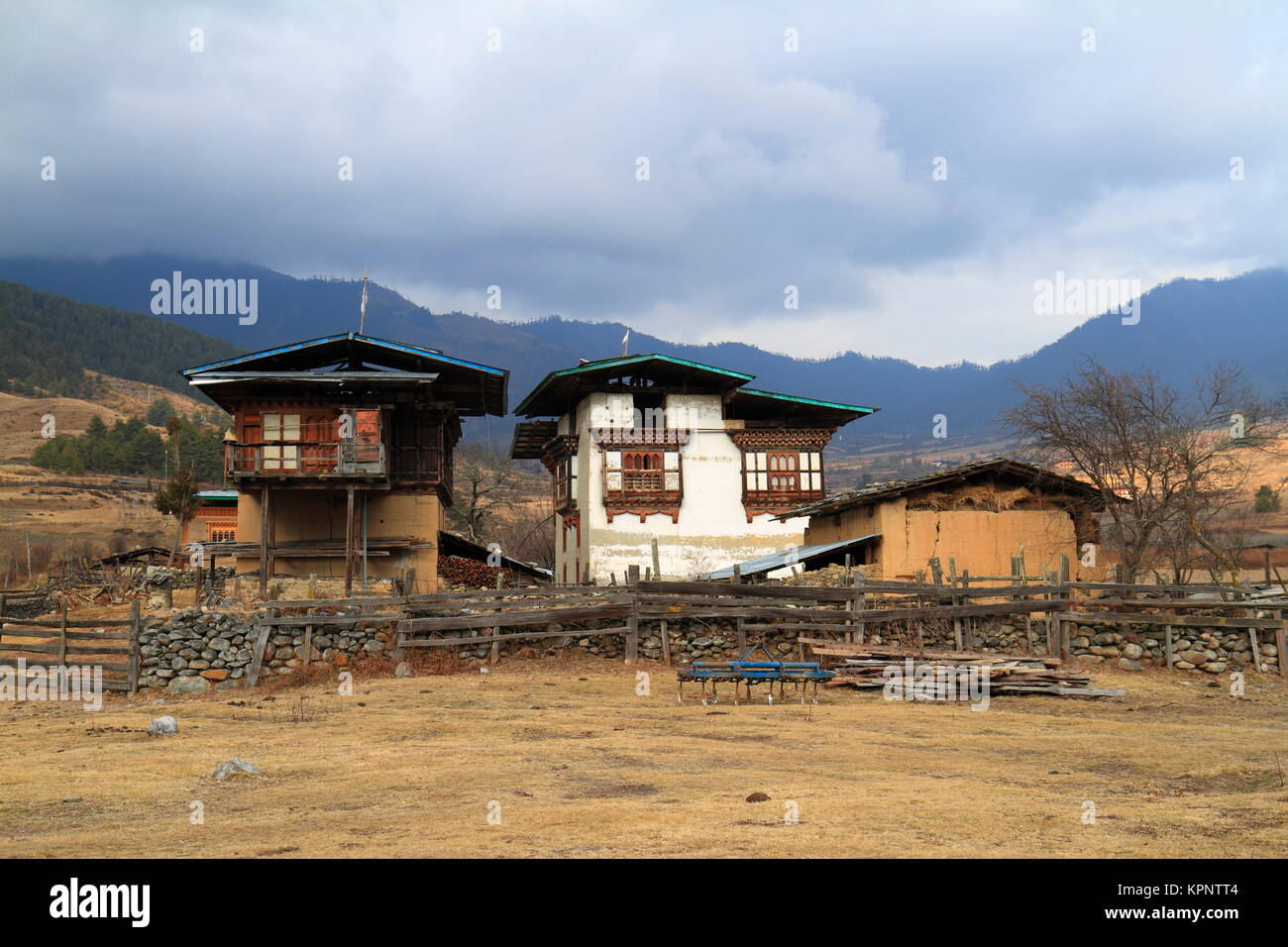 Typical Bhutanese architecture in central Bhutan Stock Photo - Alamy