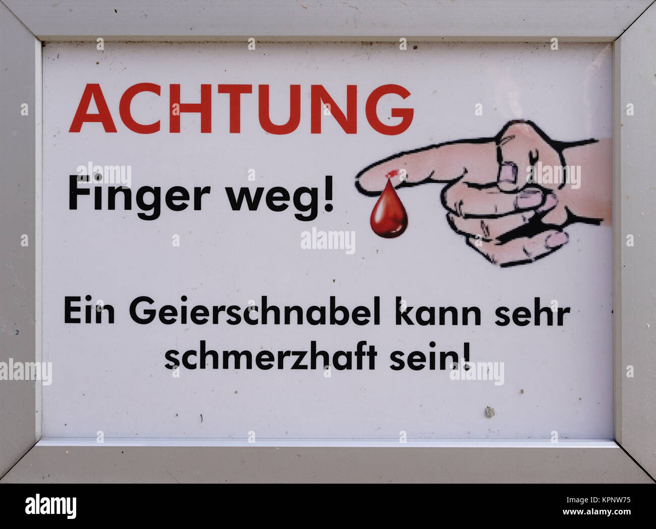 sign on a cage in the zoo Stock Photo - Alamy