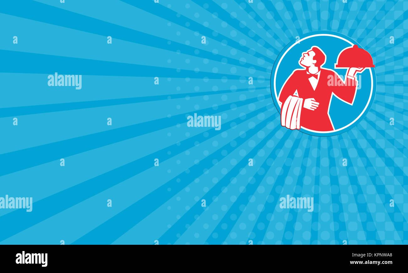 Business card Butler Serving Food Platter Circle Retro Stock Photo - Alamy