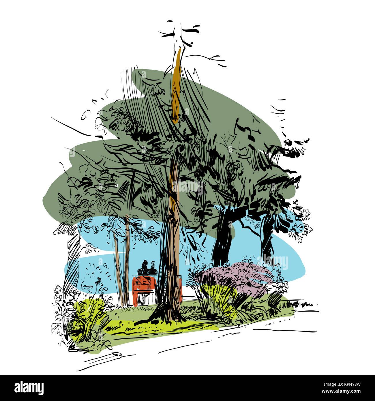 Tree line in park Cut Out Stock Images & Pictures - Alamy