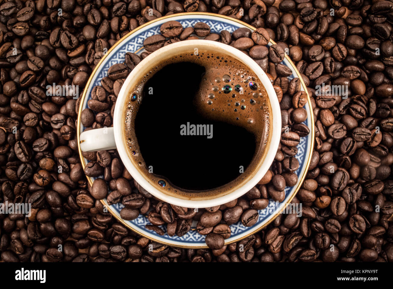 Black coffee in a cup from above Stock Photo - Alamy