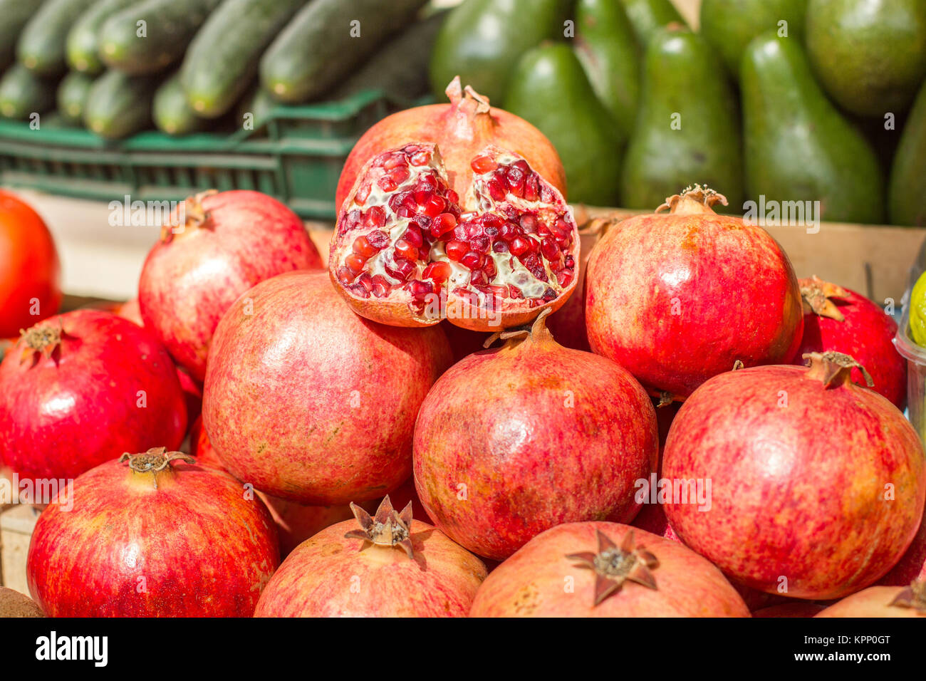 Pomegranate Fruit Group Stock Photo - Alamy