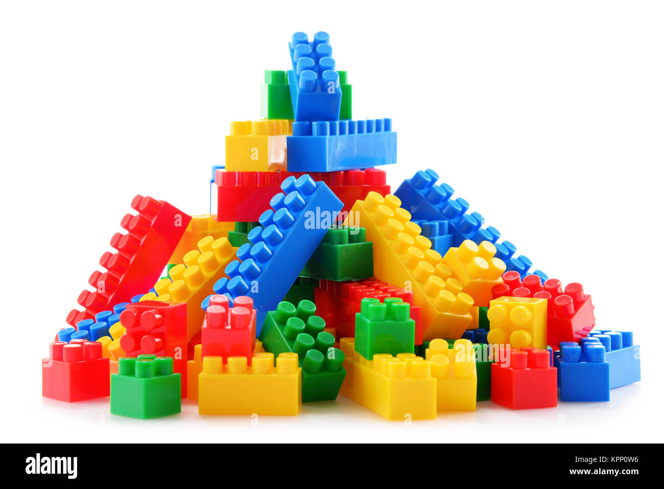 Colorful plastic children toys isolated on white background Stock Photo ...
