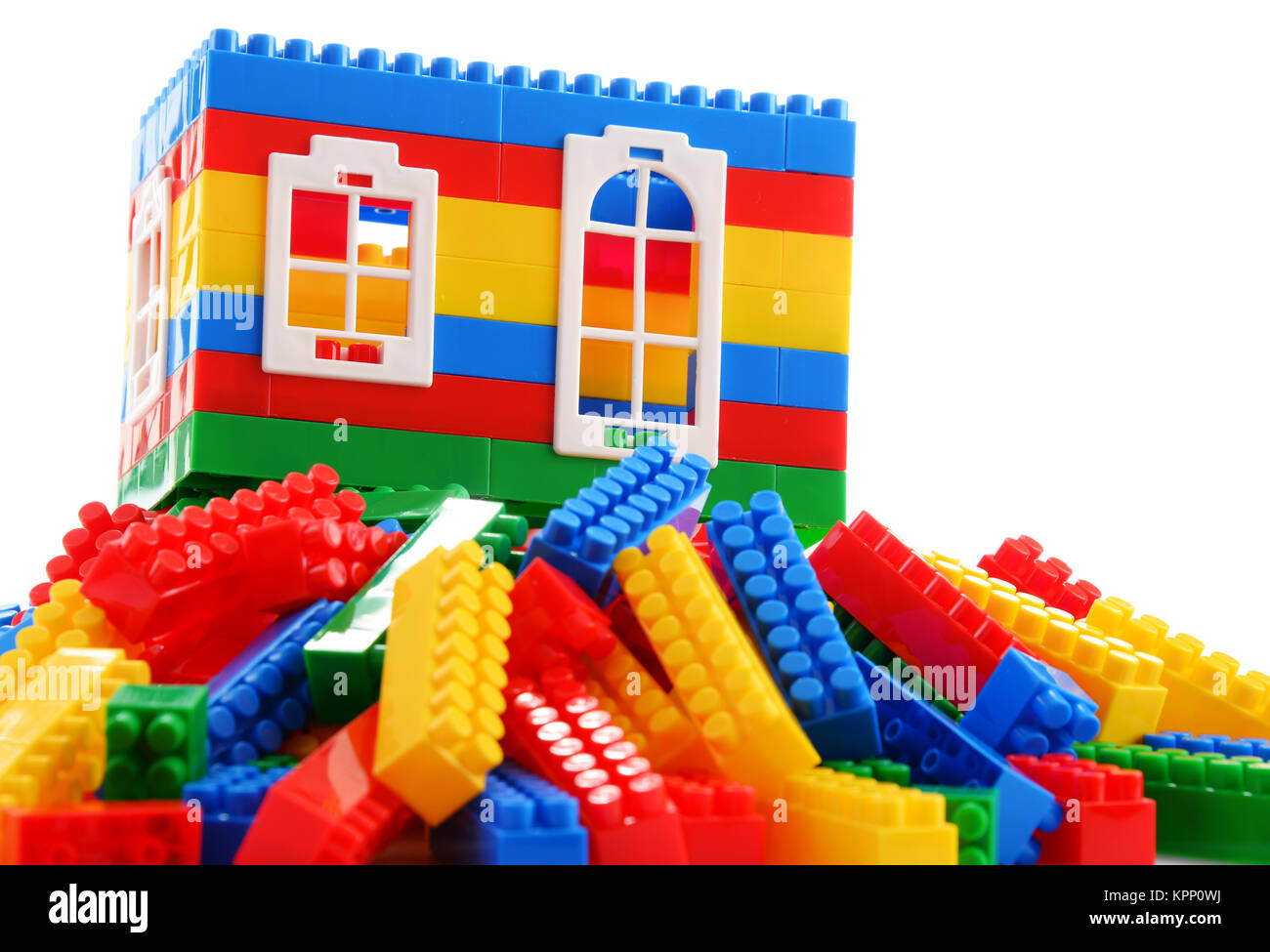 Colorful plastic children toys isolated on white background Stock Photo ...