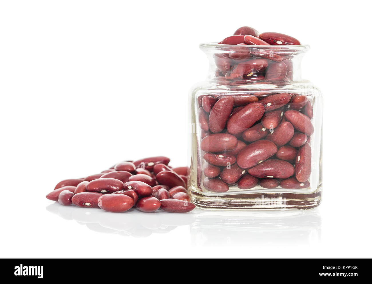 Bottle full of Kidney beans white background Stock Photo - Alamy