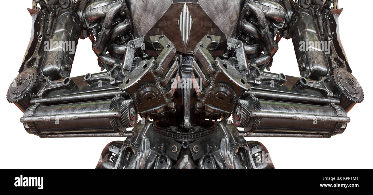 Closeup War machine sculpture made from scrap metal Stock Photo - Alamy