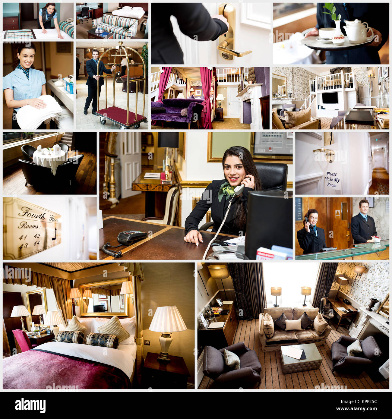 Collage, hotel concept Stock Photo - Alamy
