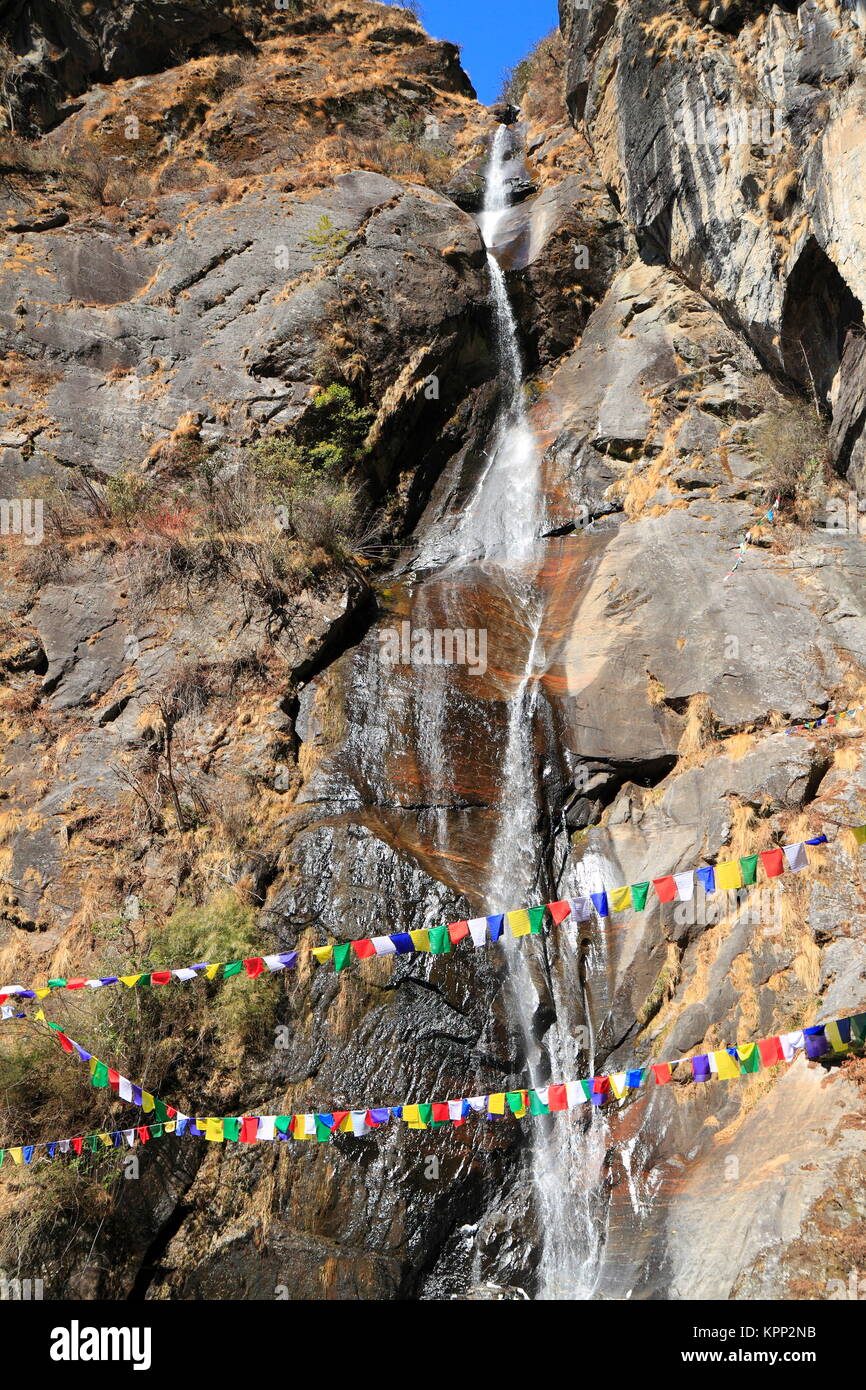 Waterfall in valley of Bhutan Stock Photo - Alamy