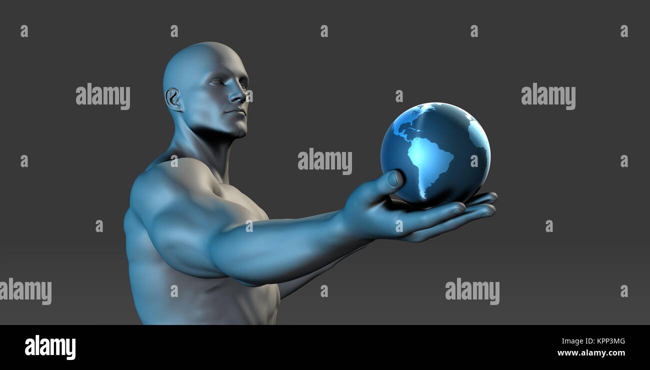 Businessman Holding the World in His Hands Stock Photo - Alamy