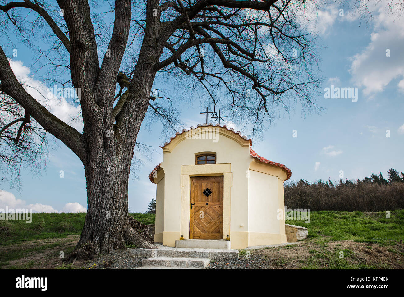 Catholic chapel in rural agricultural landscape Stock Photo - Alamy