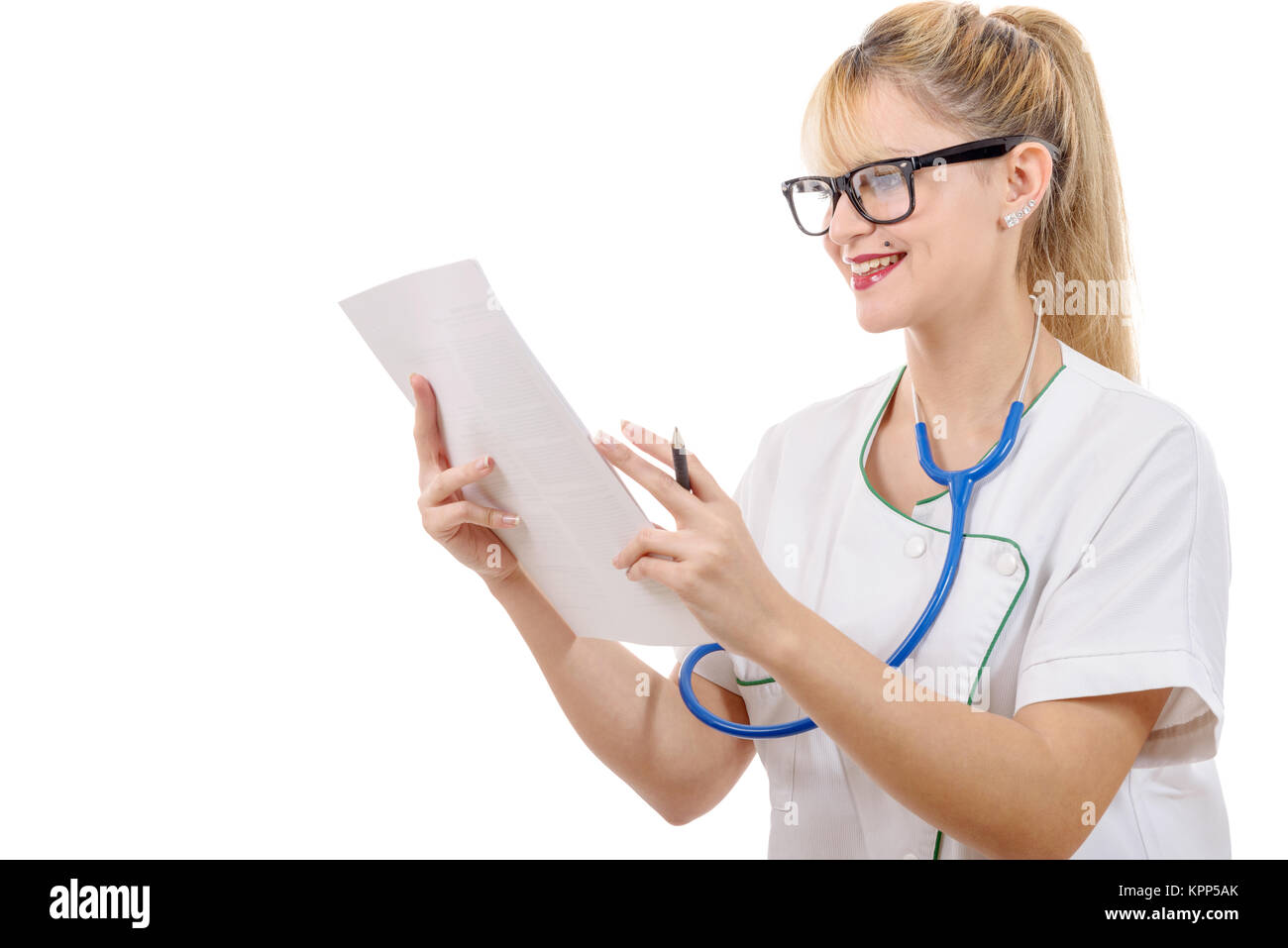 Female medical worker writing Cut Out Stock Images & Pictures - Alamy