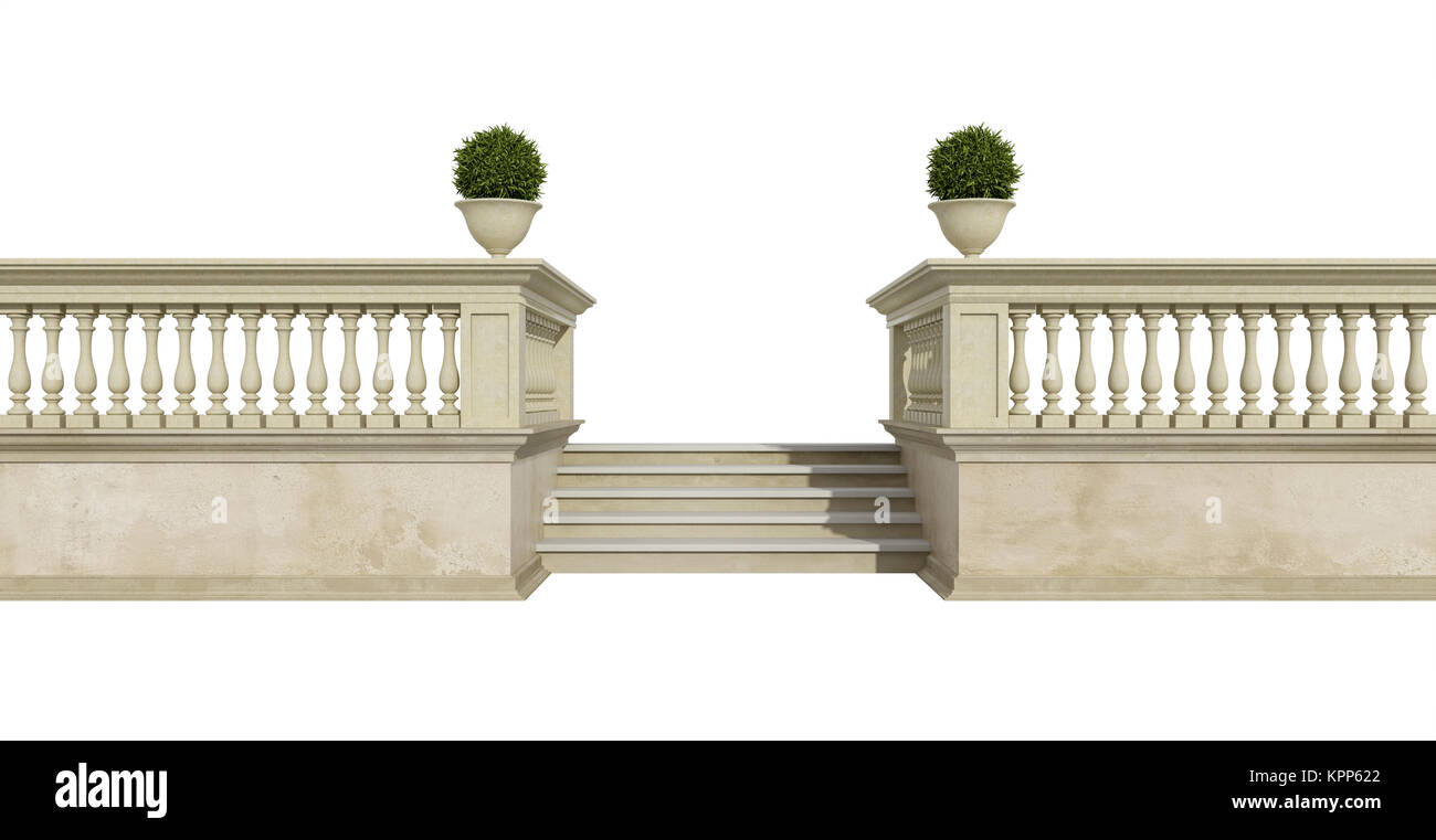Classic balustrade on white Stock Photo - Alamy
