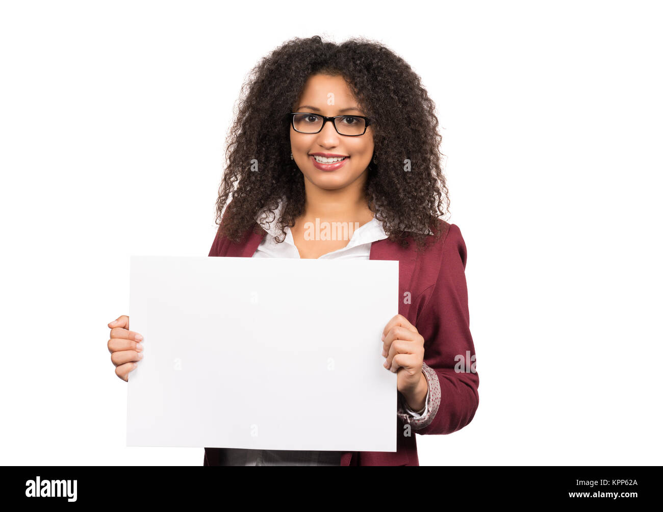 woman holding a piece of paper Stock Photo - Alamy