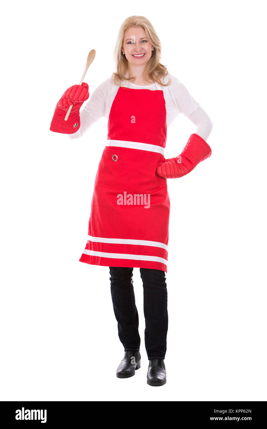Nice woman waitress in apron hi-res stock photography and images - Alamy