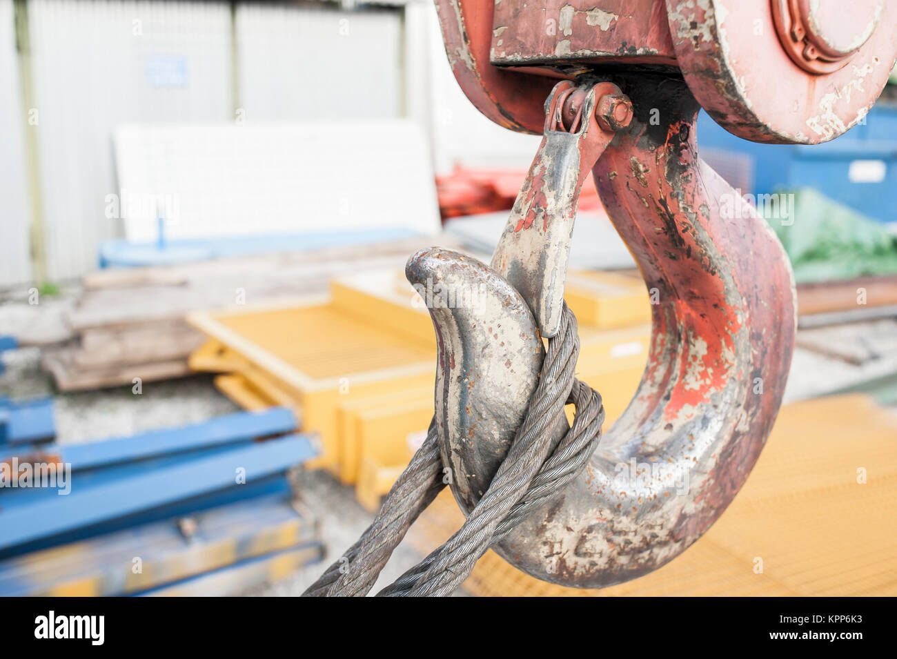 A close up of the hook on a crane Stock Photo - Alamy