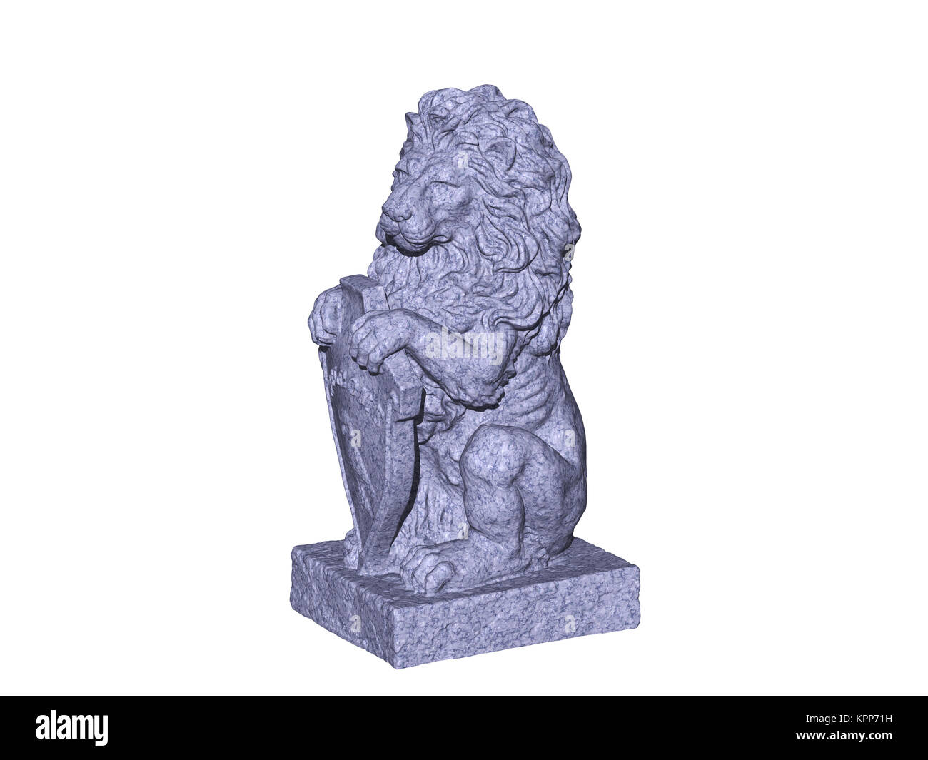 Lion as heraldic animal with shield exempted Stock Photo - Alamy