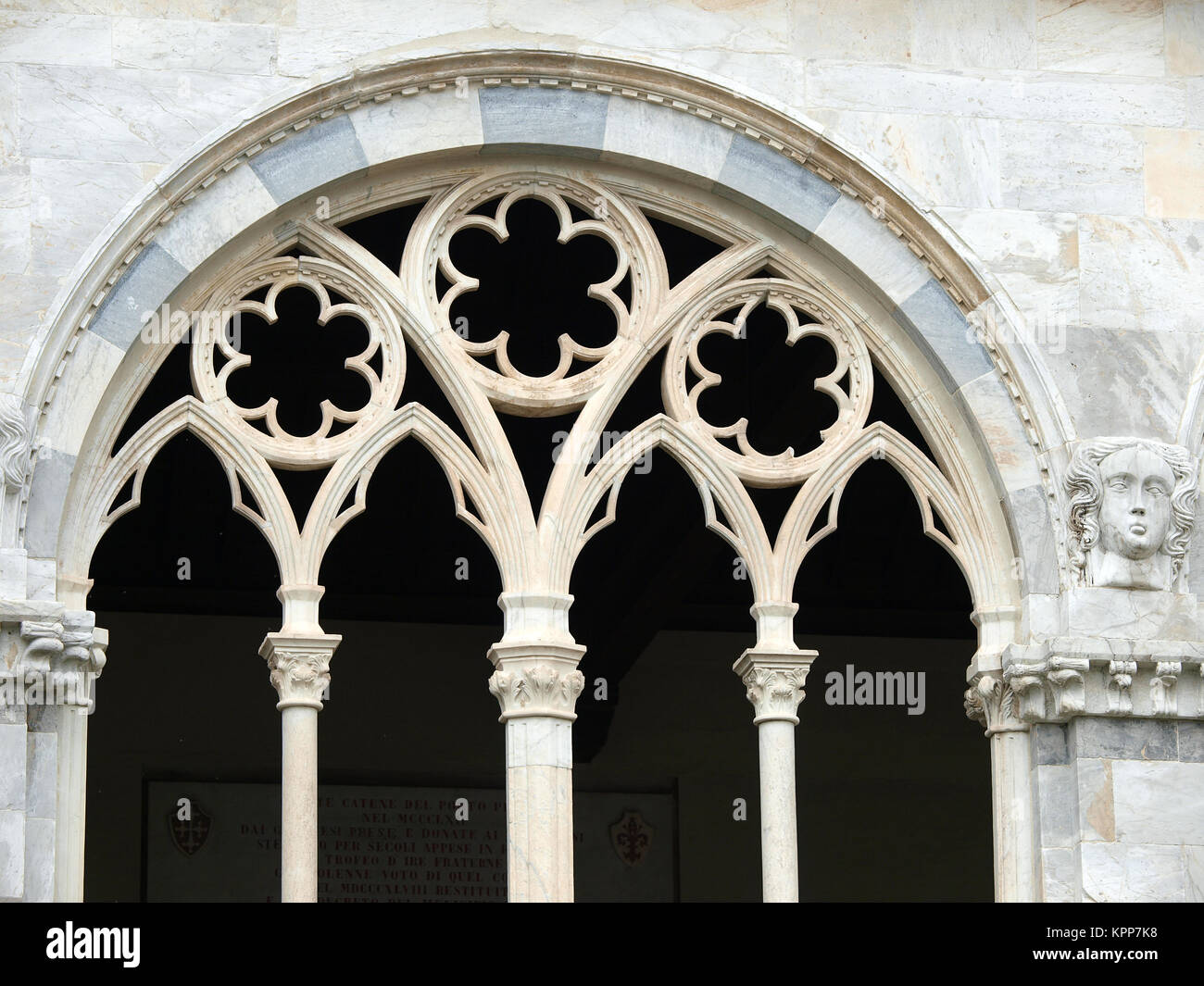 Pisa - Camposanto - Very beautiful Gothic windows with traceries Stock ...
