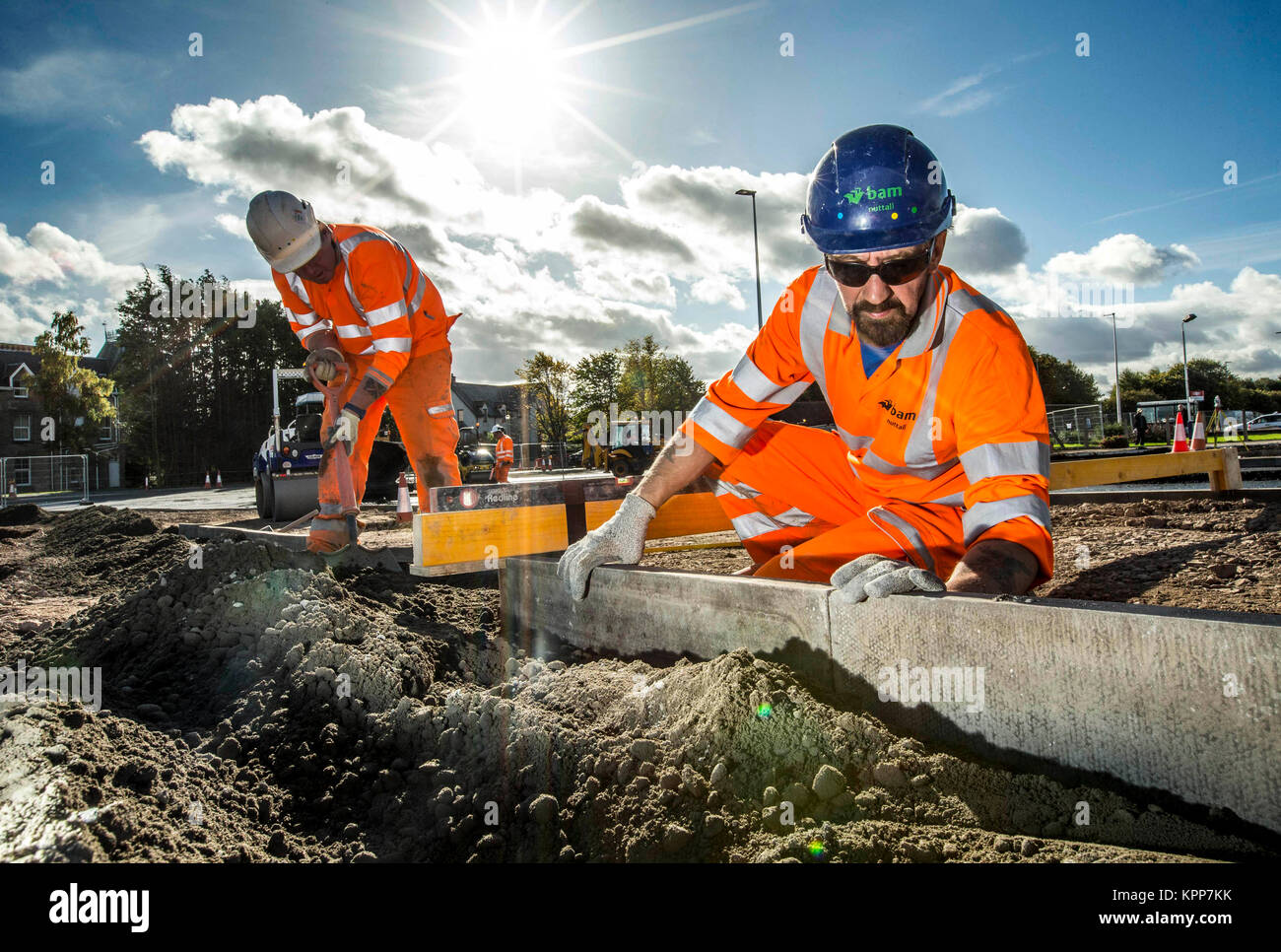 Railway construction workers Stock Photo - Alamy