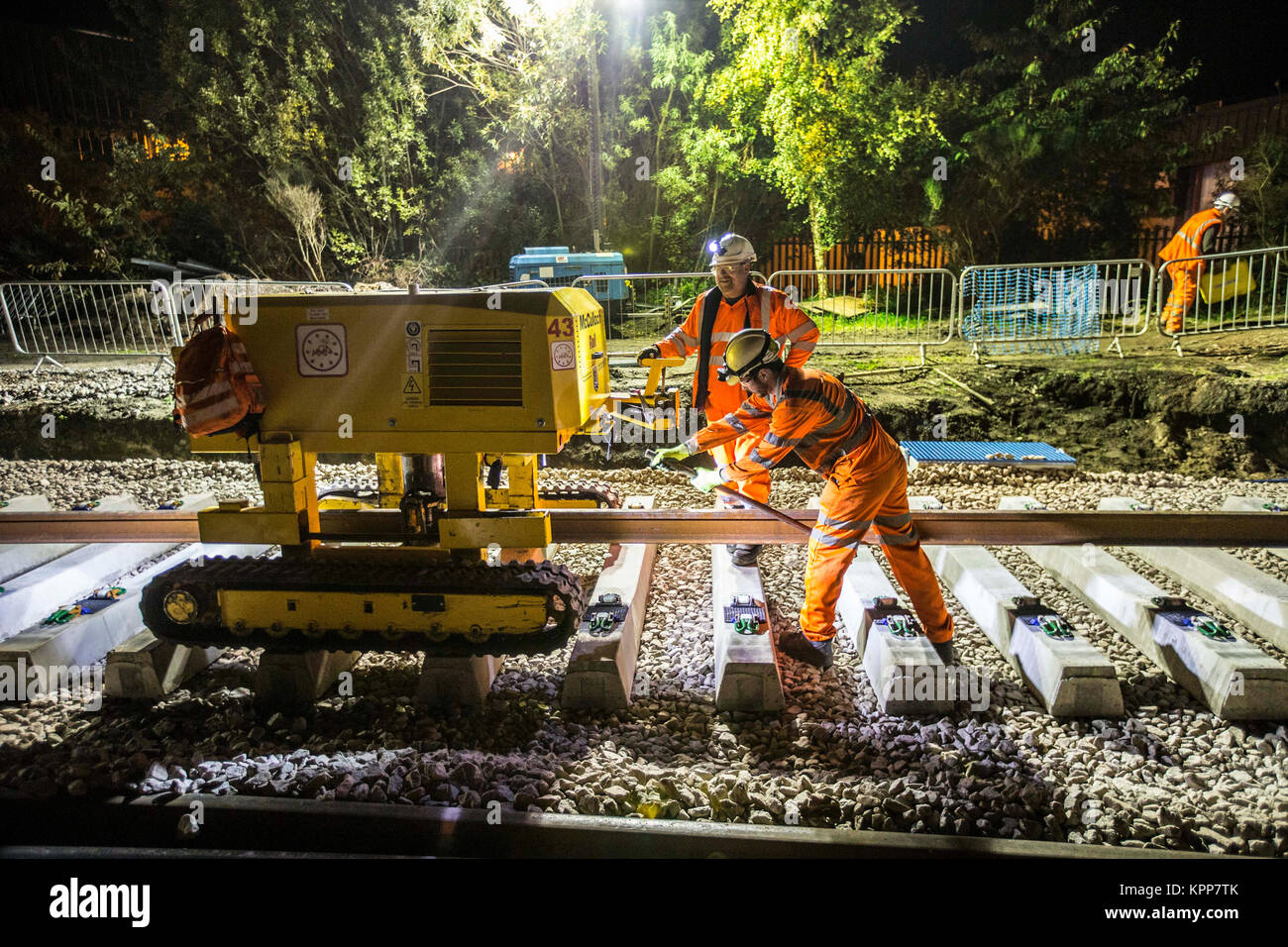 Railway construction workers Stock Photo - Alamy