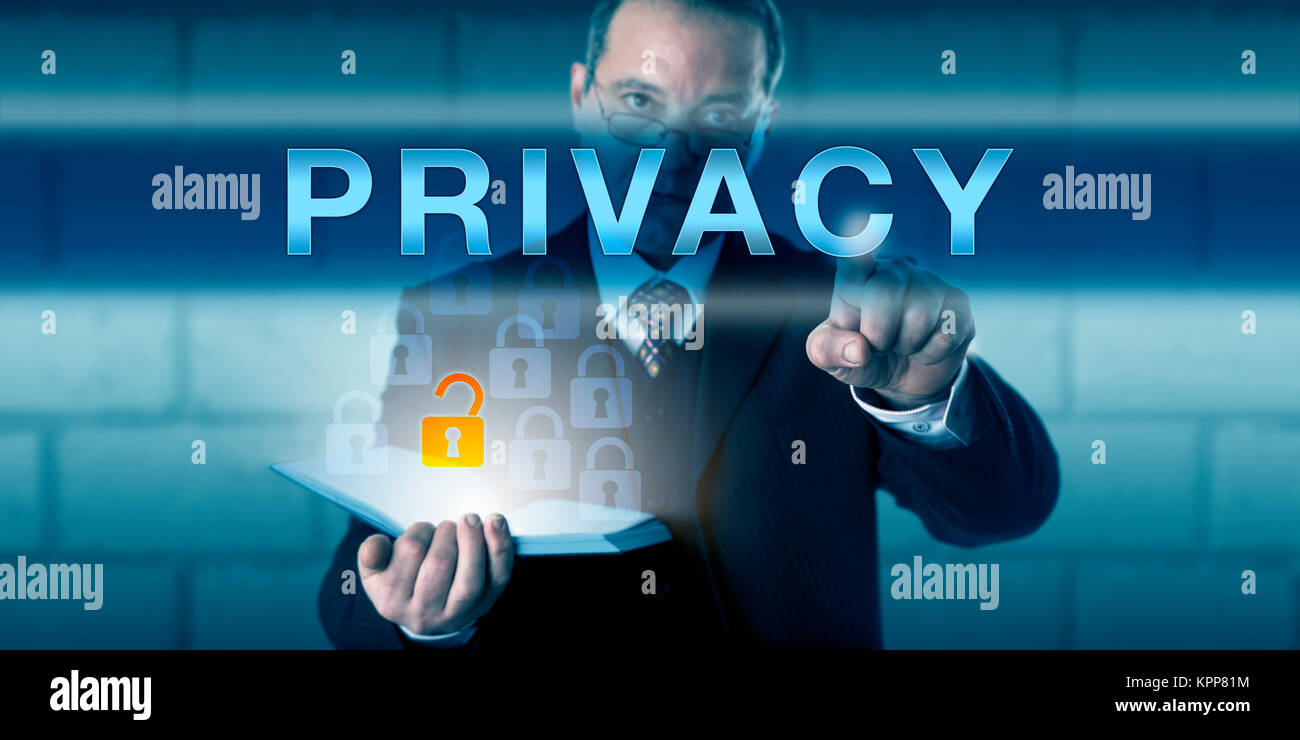 Business Man Pressing PRIVACY Stock Photo - Alamy