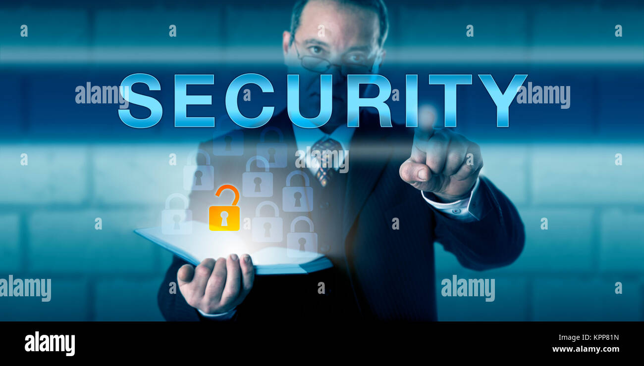 Business Director Pointing Out SECURITY Stock Photo - Alamy