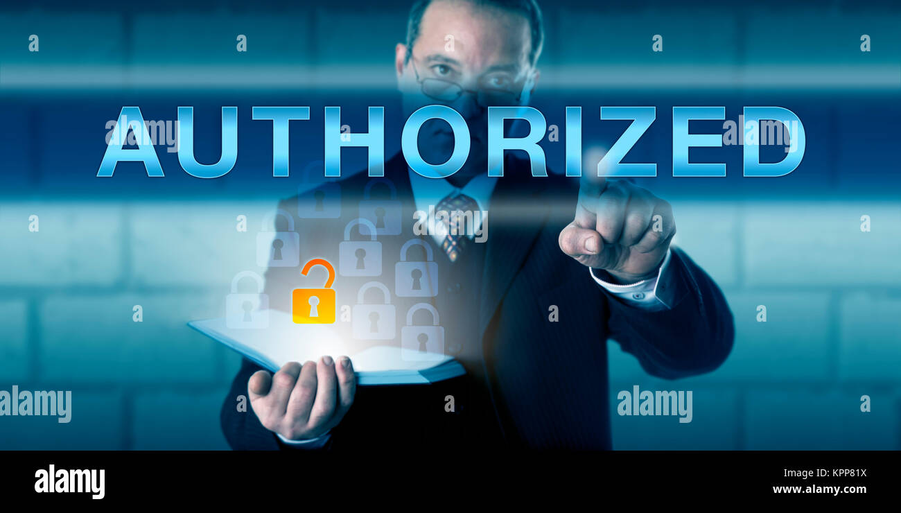 Business Person Touching AUTHORIZED Stock Photo - Alamy