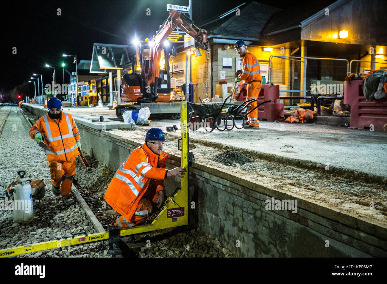 Railway construction workers Stock Photo - Alamy