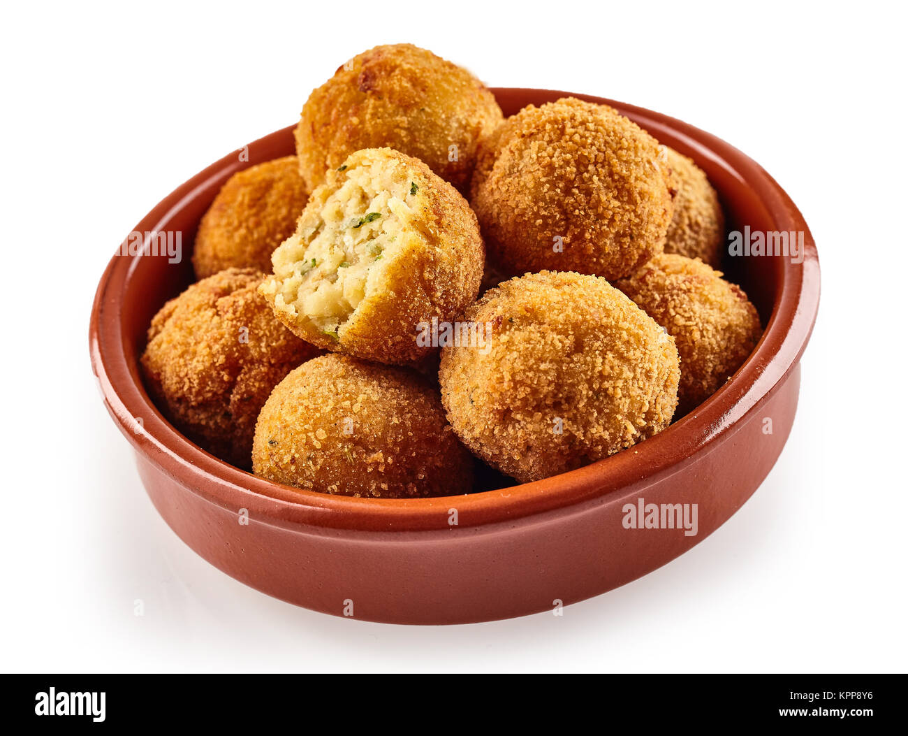 Spanish bacalao croquettes made with salted dried codfish fried in ...