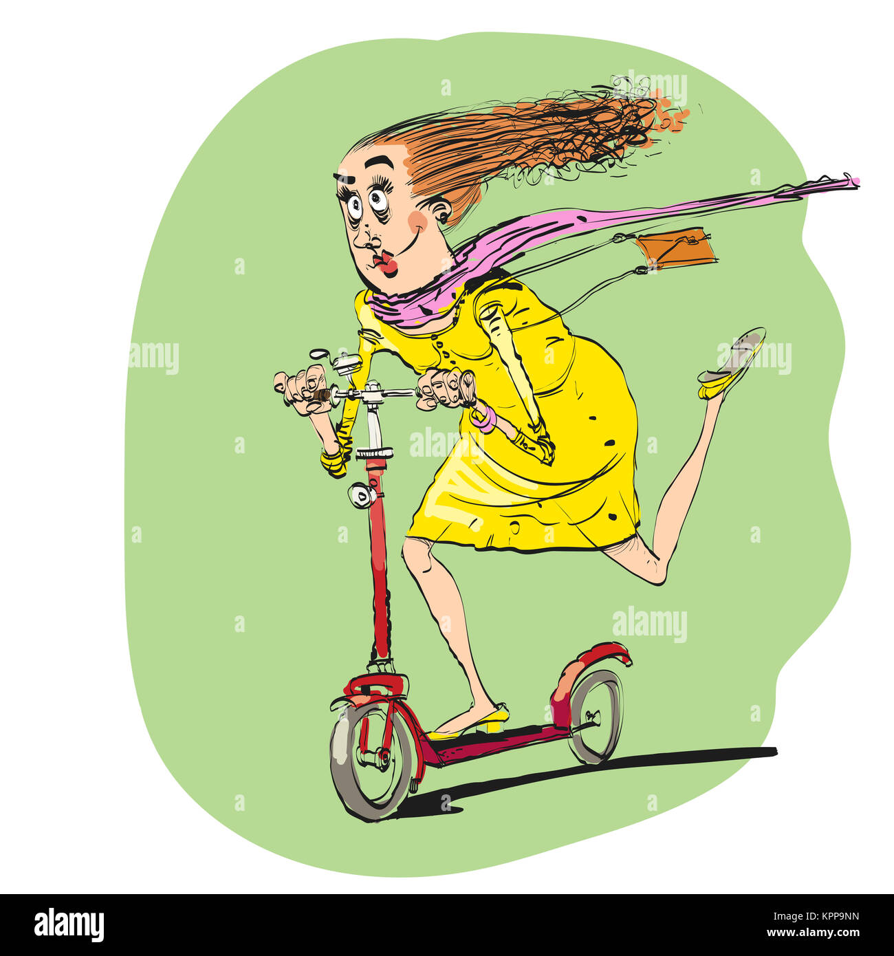 Lady on scooter Cut Out Stock Images & Pictures - Alamy