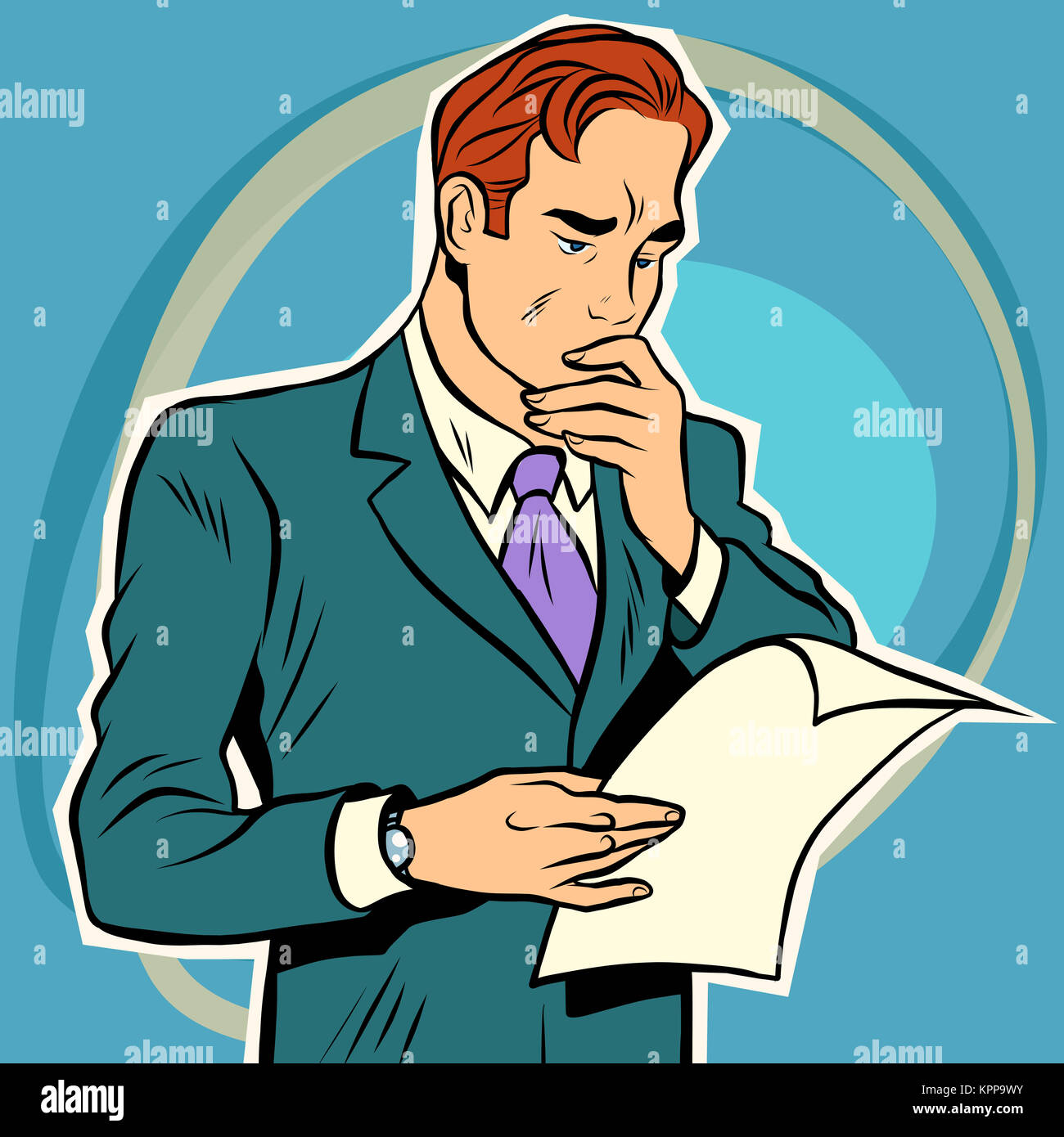 man reading document Stock Photo - Alamy
