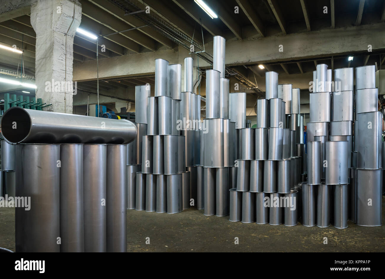manufactured silver metallic tubes Stock Photo - Alamy