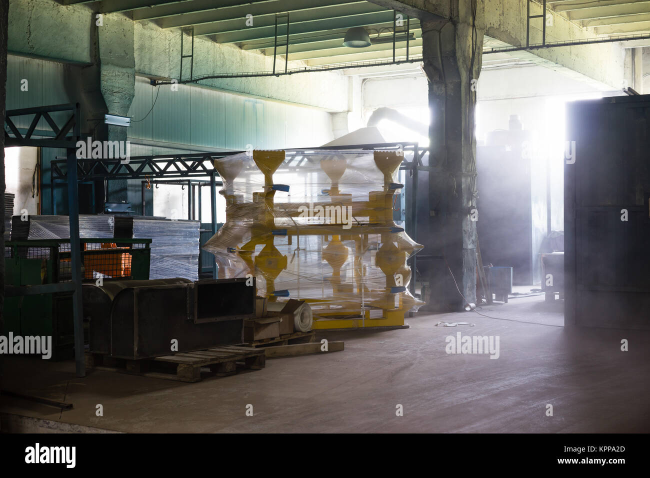 view of yellow metallic elements Stock Photo - Alamy