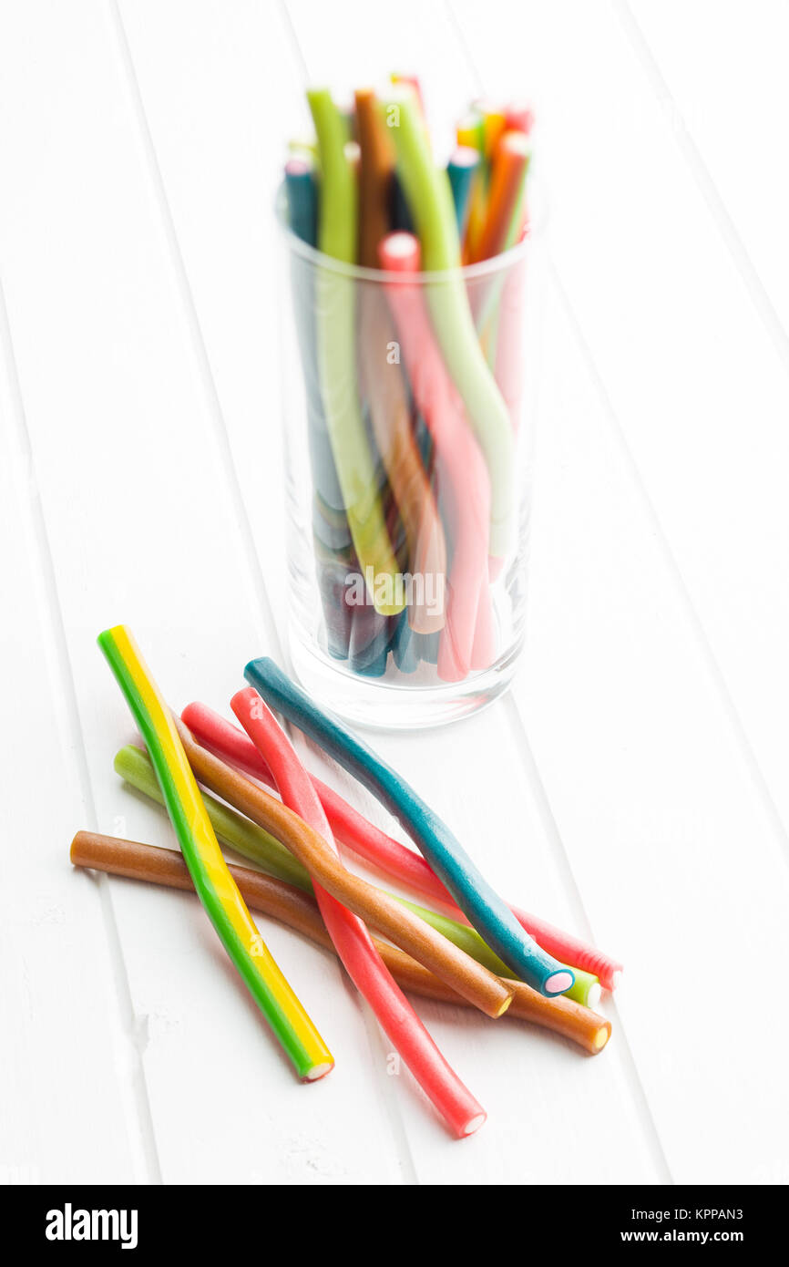 Sweet gummy sticks with different flavor Stock Photo - Alamy