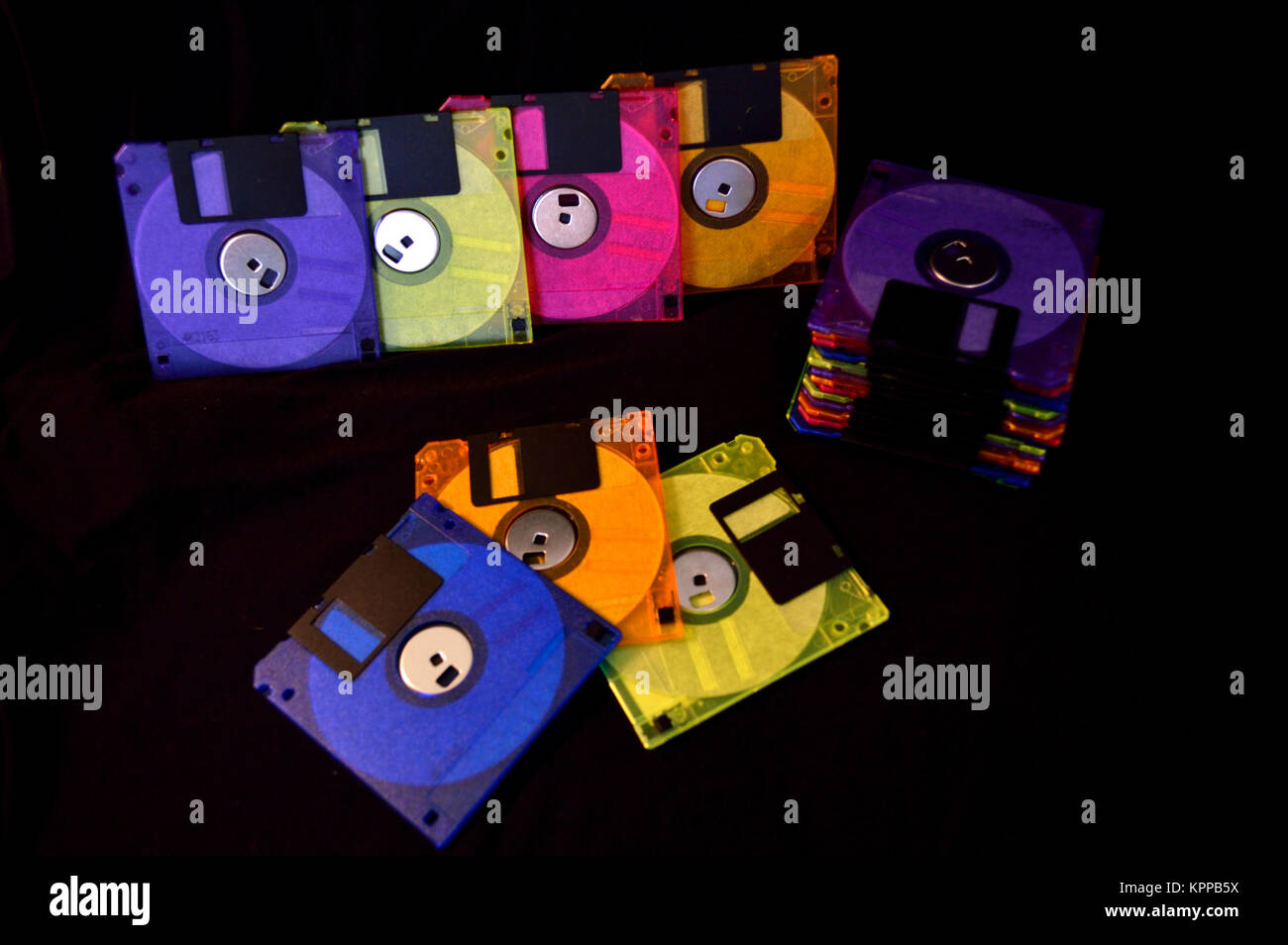 Colorful floppy disks on black Stock Photo - Alamy