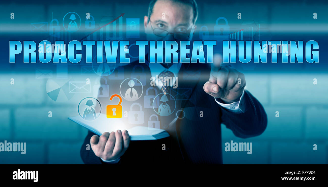 Director Touching PROACTIVE THREAT HUNTING Stock Photo - Alamy