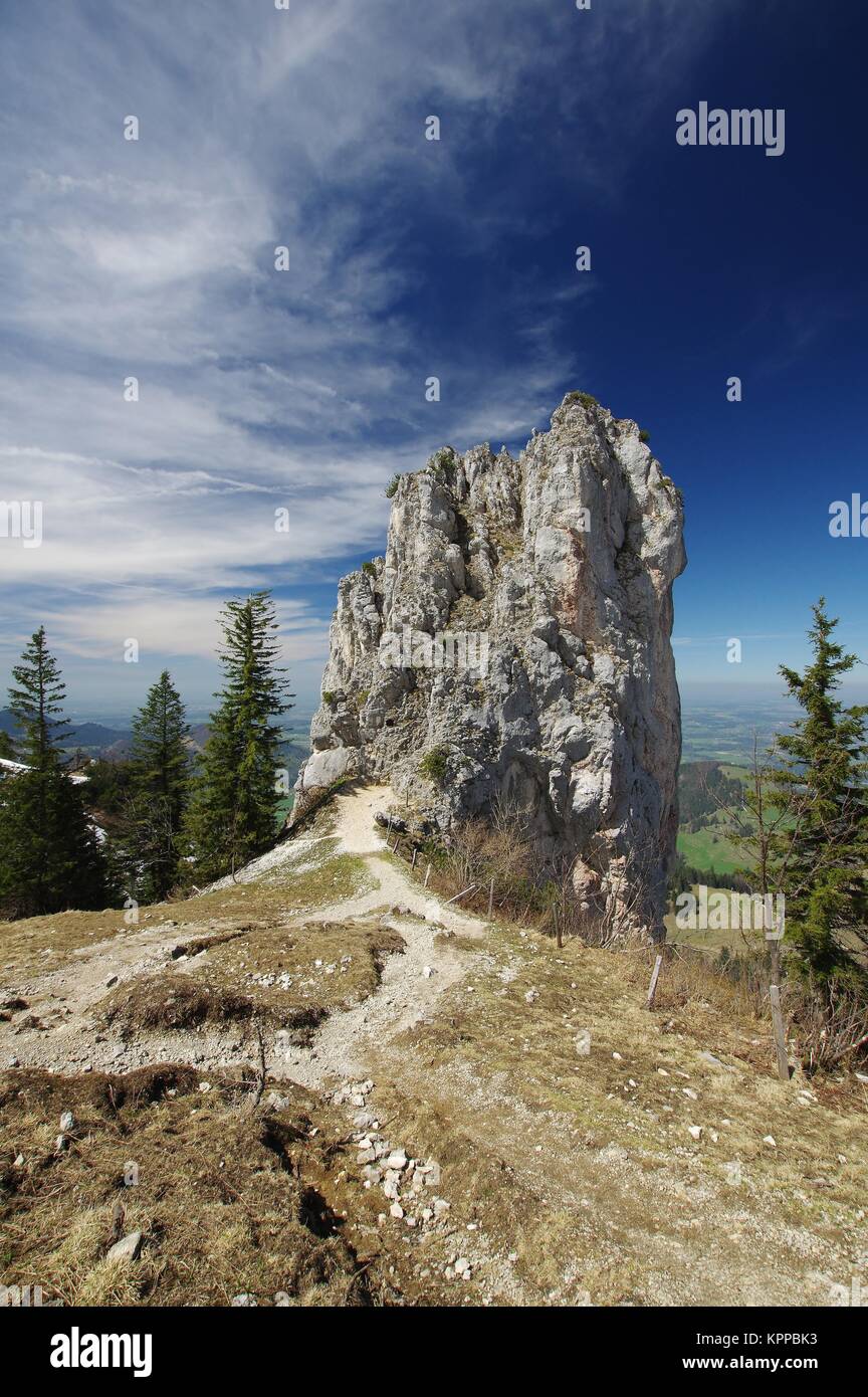 rock tower between cable car station kampenwand and steinlingalm,upper ...