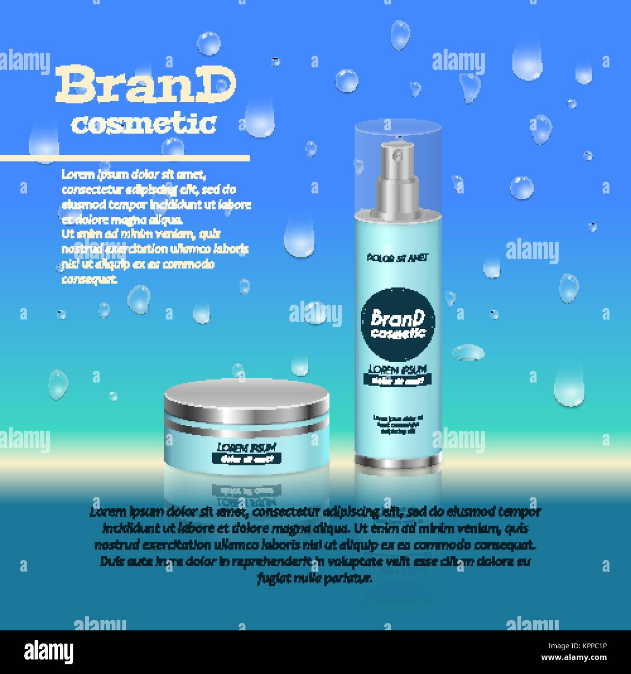 3D realistic cosmetic bottle ads template. Cosmetic brand advertising ...