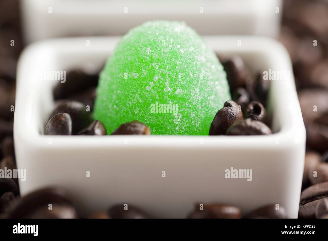 green candy and coffee beans Stock Photo - Alamy